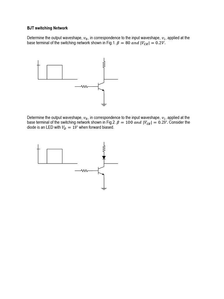 BJT Switching Network Practice Problems | PDF