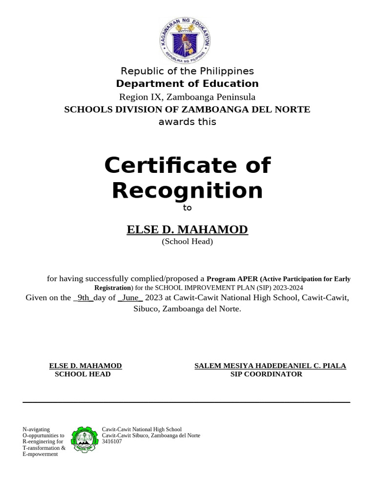 Certificate Maam Else 1 | PDF