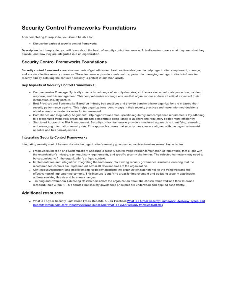 2 - 4 - Security Control Frameworks Foundation | PDF | Computer ...