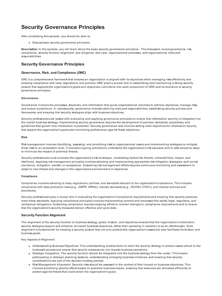 2 - 3 - Security Governance Principles | PDF | Computer Security | Security