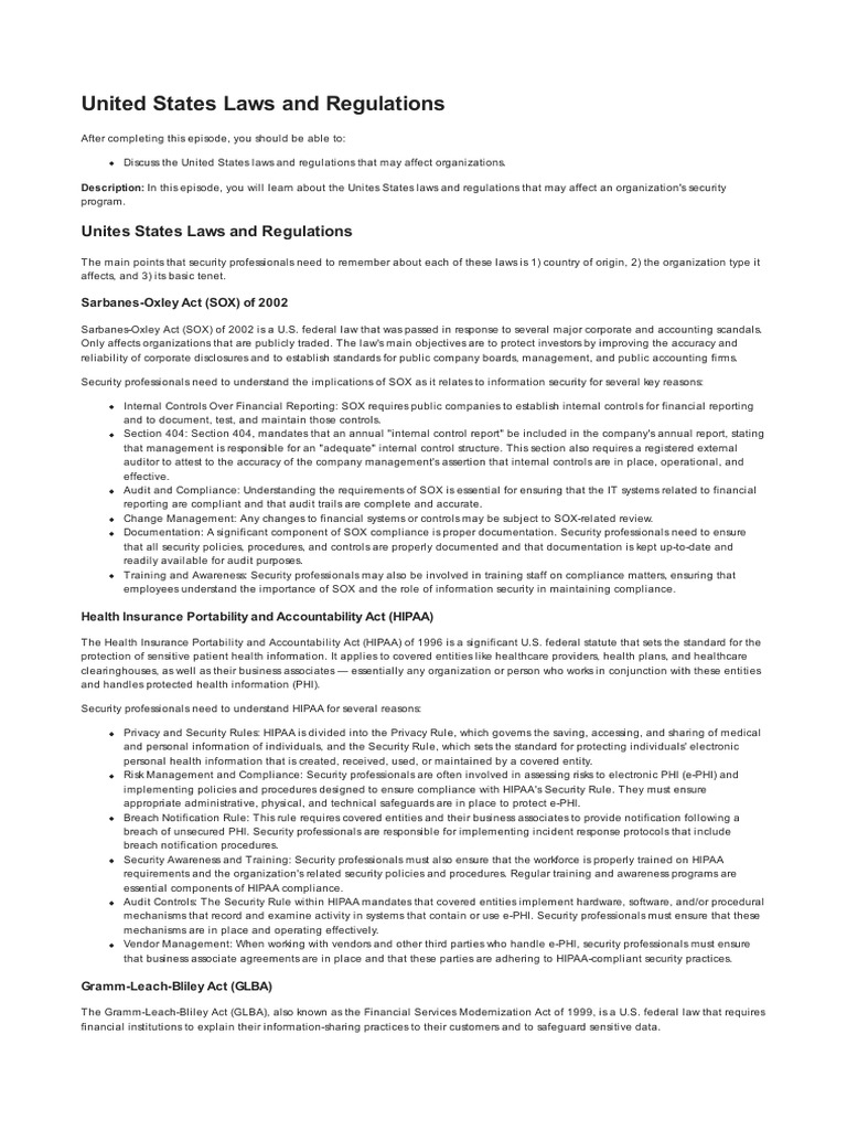 2 - 8 - United States Laws and Regulations | PDF | Computer Security ...