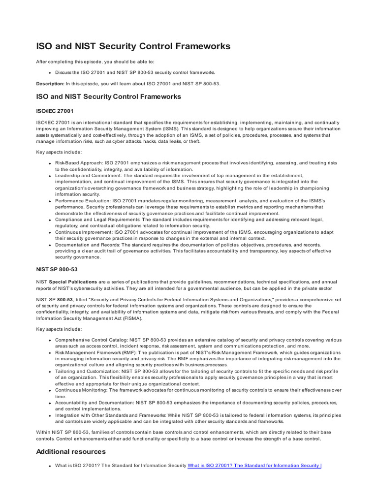 2 - 5 - IsO and NIST Security Control Frameworks | PDF | Information ...