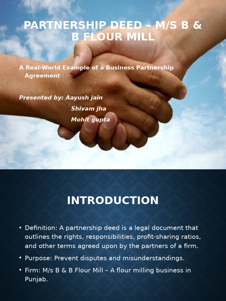 Partnership Deed for B & B Flour Mill | PDF | Private Law | Business