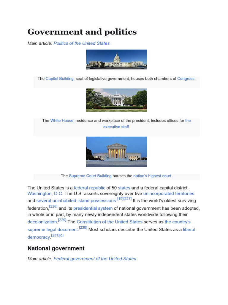 Government and Politics | PDF | Territories Of The United States ...