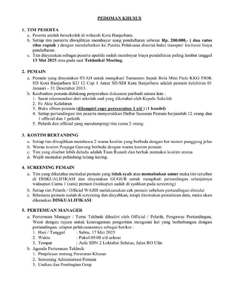 Pedoman Khusus_ Turnamen Sepak Bola Mini Piala Kkg Pjok Sd_2025 ...