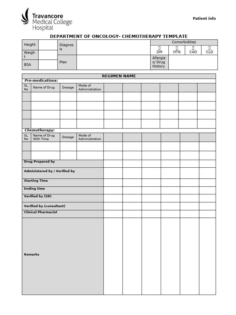 General REGIMEN - Chemotherapy Template | PDF