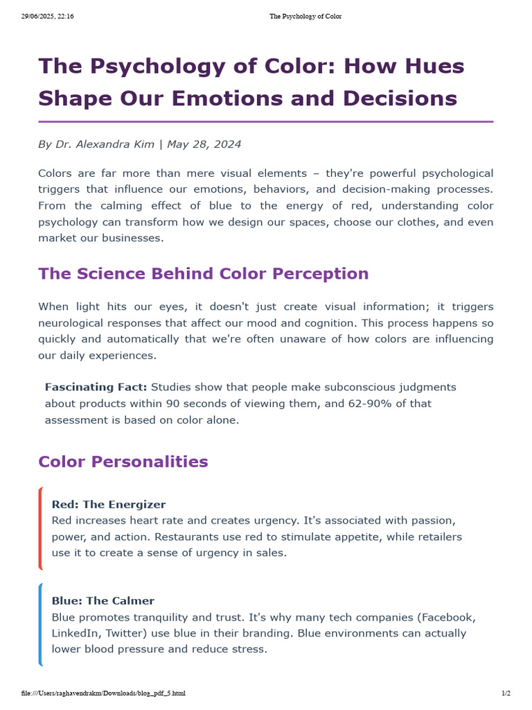 The Psychology of Color | PDF | Color | Psychology