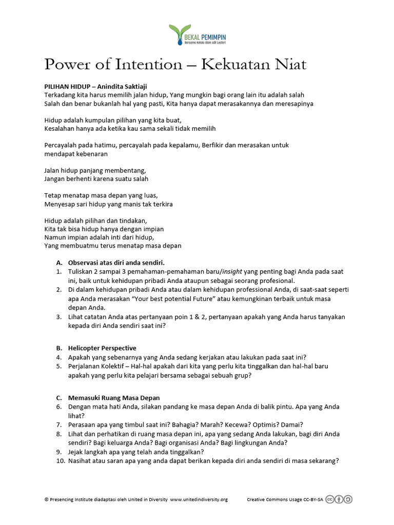 Power of Intention - Kekuatan Niat | PDF