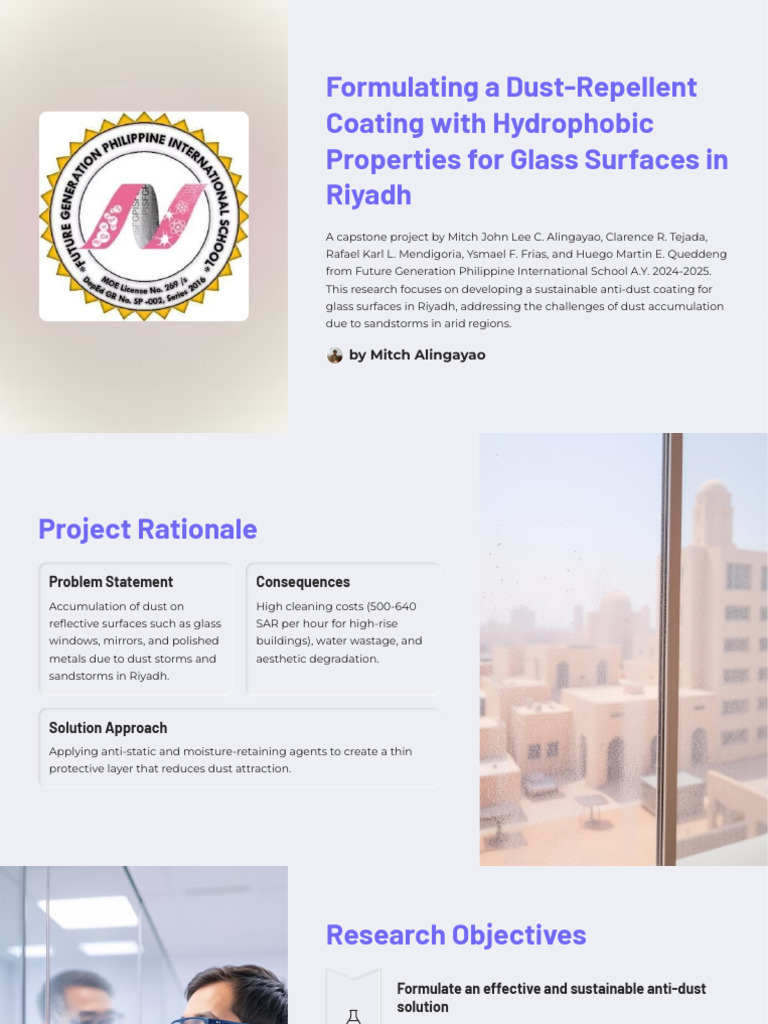 Anti-Dust Coating for Glass Surfaces | PDF | Titanium Dioxide | Hydrophobe