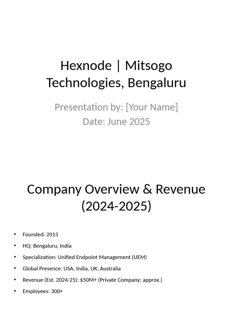 Hexnode Mitsogo Technologies Presentation | PDF | Computing | Computer Science