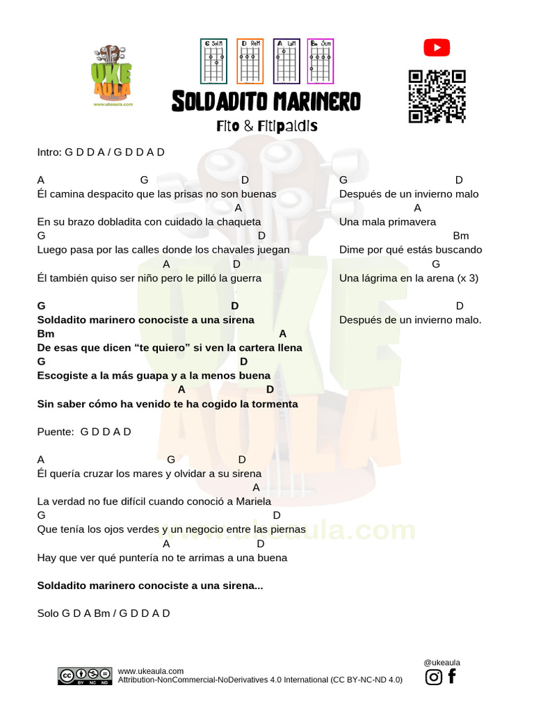 Letra de "Soldadito Marinero" | PDF