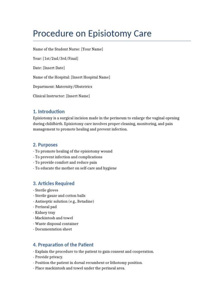 Episiotomy Care Guidelines for Nurses | PDF