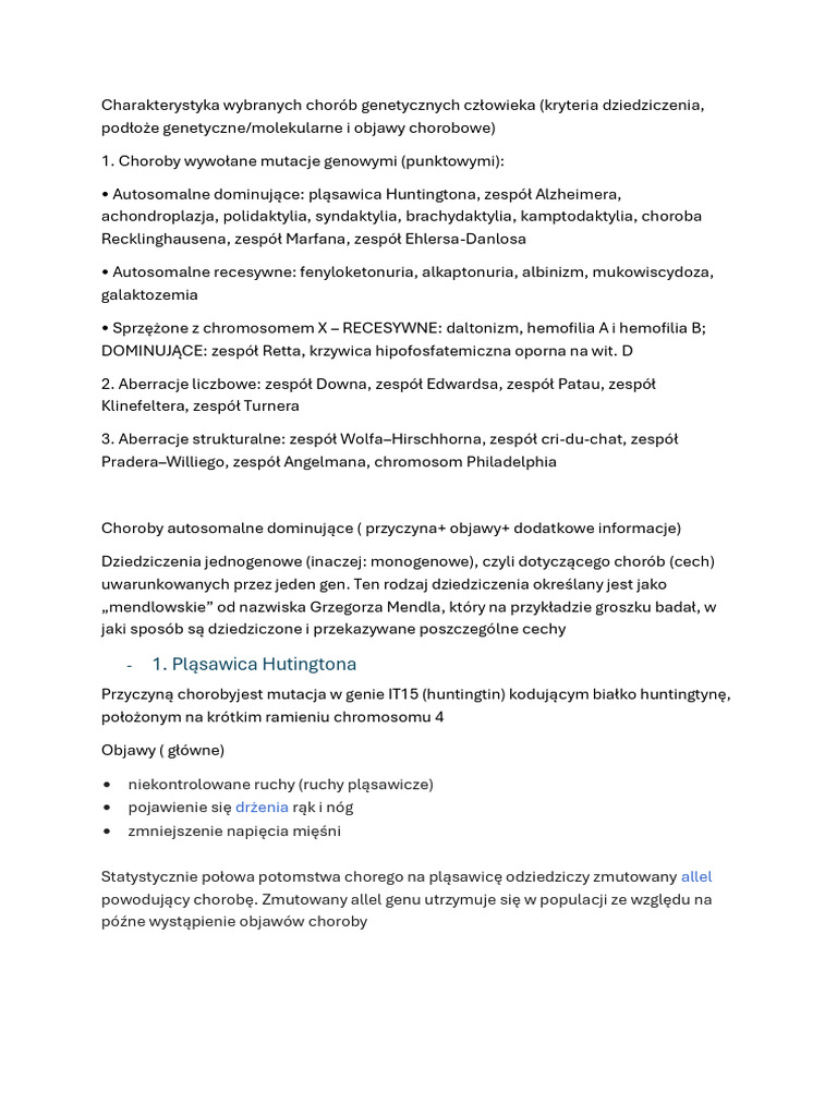 Choroby Genetyczne Genetyka Piel Niest | PDF
