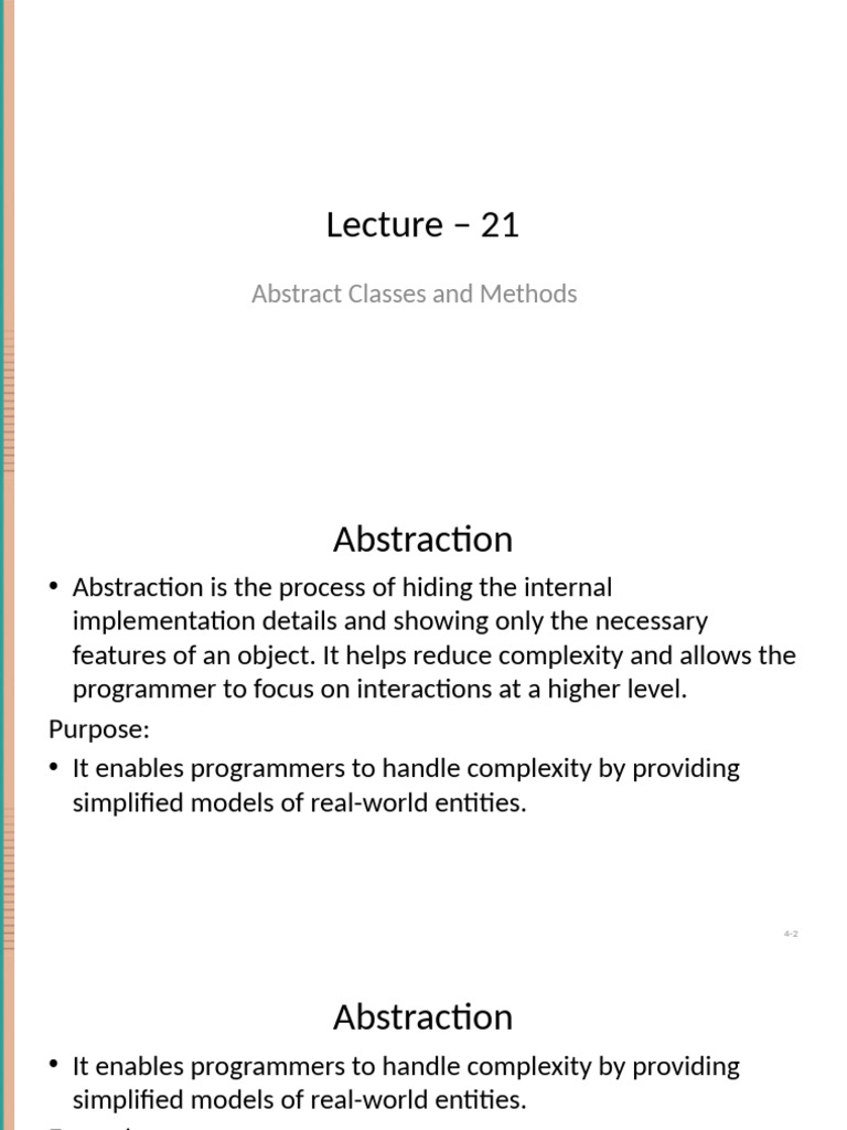 Lecture-21 - Abstract Classes and Methods | PDF | Class (Computer Programming) | Inheritance ...