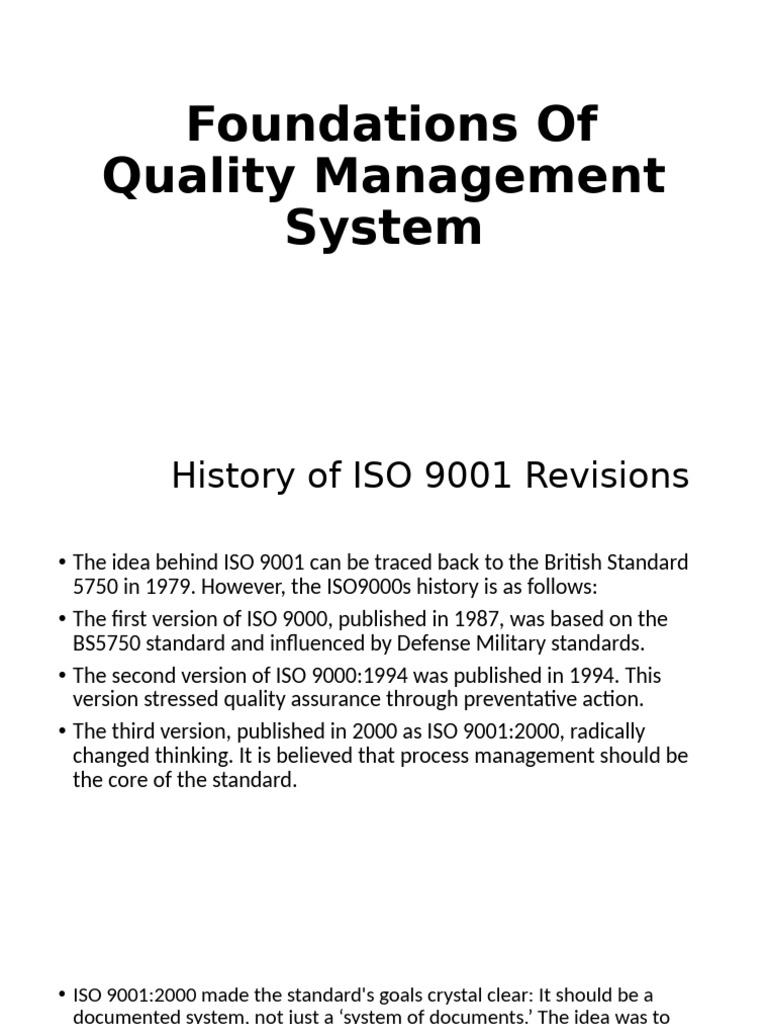 Foundations of Quality Management System | PDF | Quality Management ...