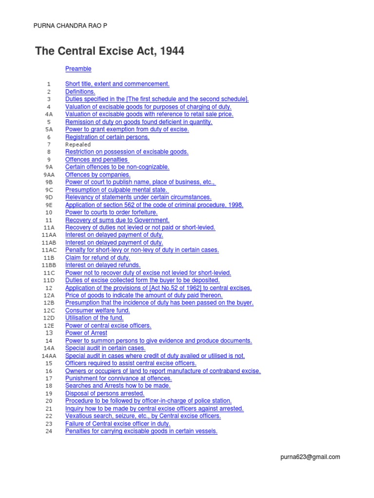 The Central Excise Act, 1944 | PDF | Supreme Courts | Criminal ...