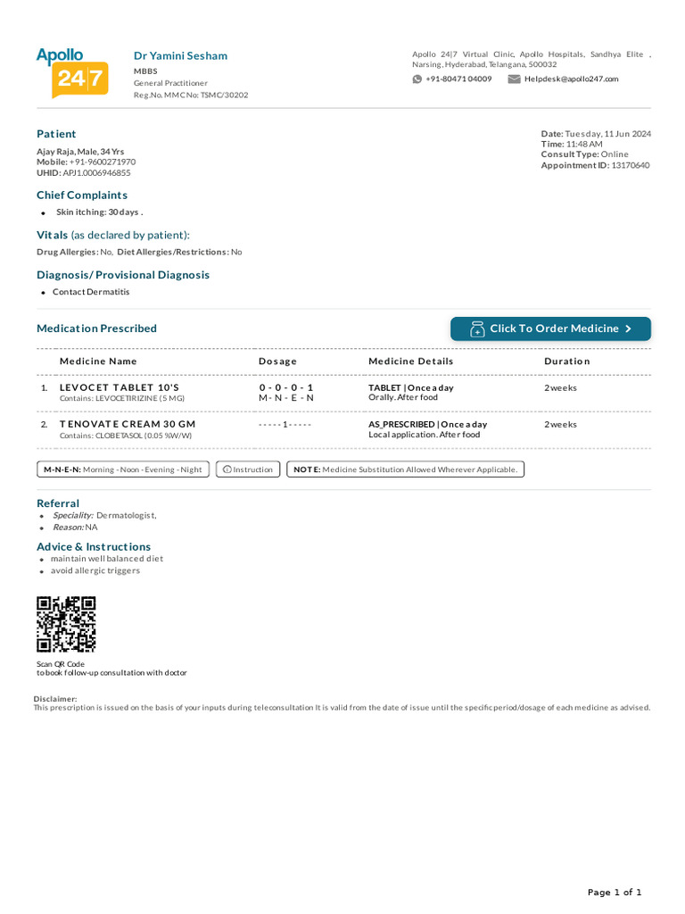 Prescription Apollo 2471718086813151 | PDF | Health Sciences ...