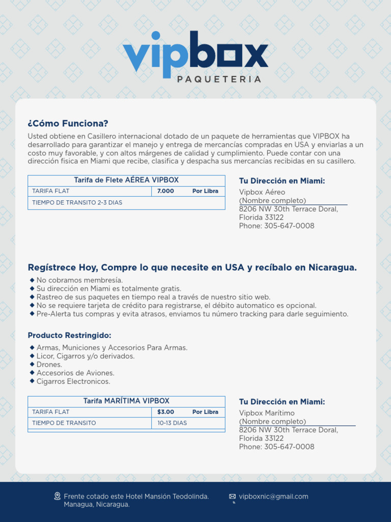 Casillero Internacional VIPBOX 472 | PDF