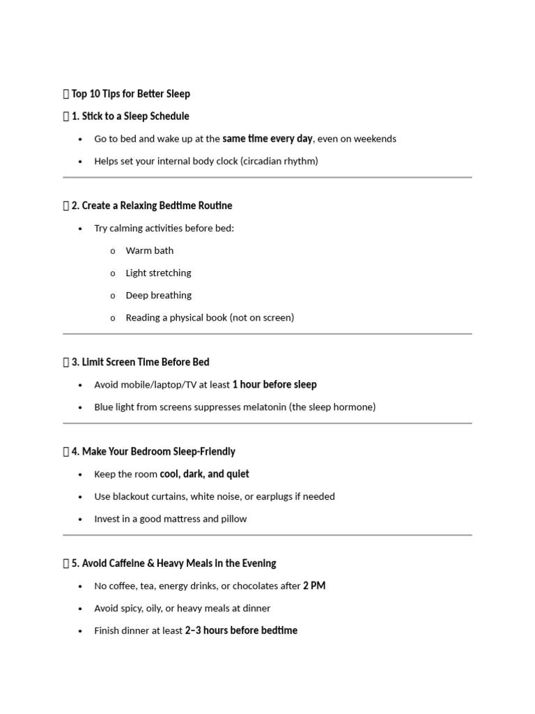 10 Essential Tips for Better Sleep | PDF