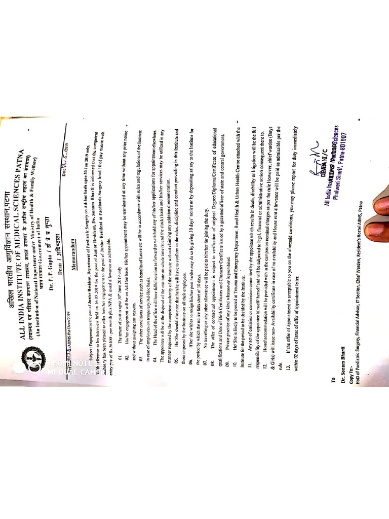 Aiims Offer Letter | PDF