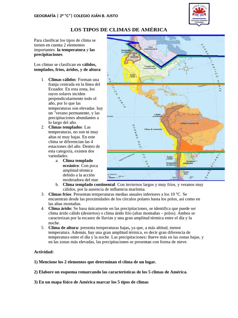 Los Tipos de Climas de América | PDF