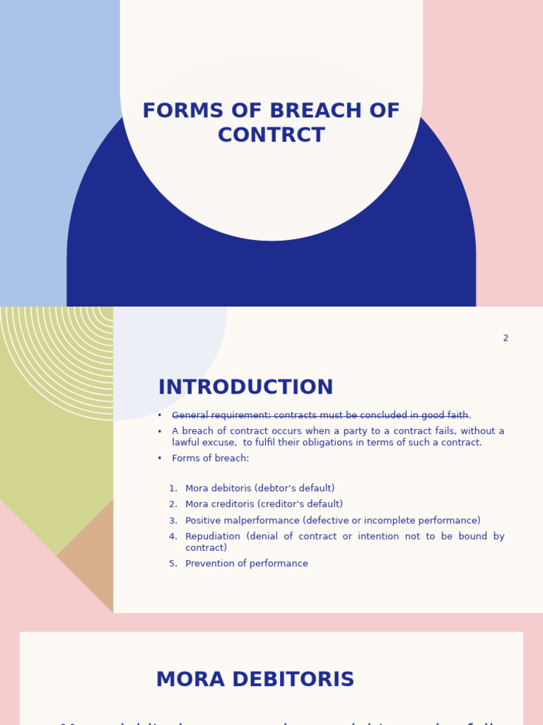 Breaches: Mora Debitoris & Malperformance | PDF | Breach Of Contract ...