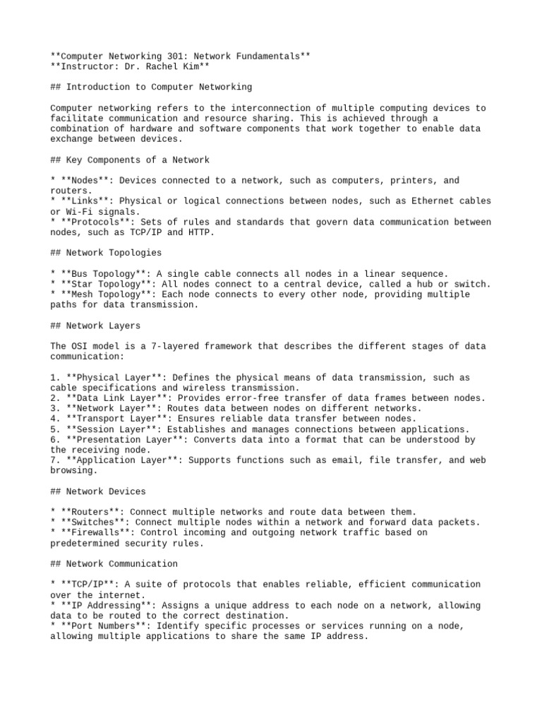 Intro To Computer Networking, Dr. R. Kim | PDF