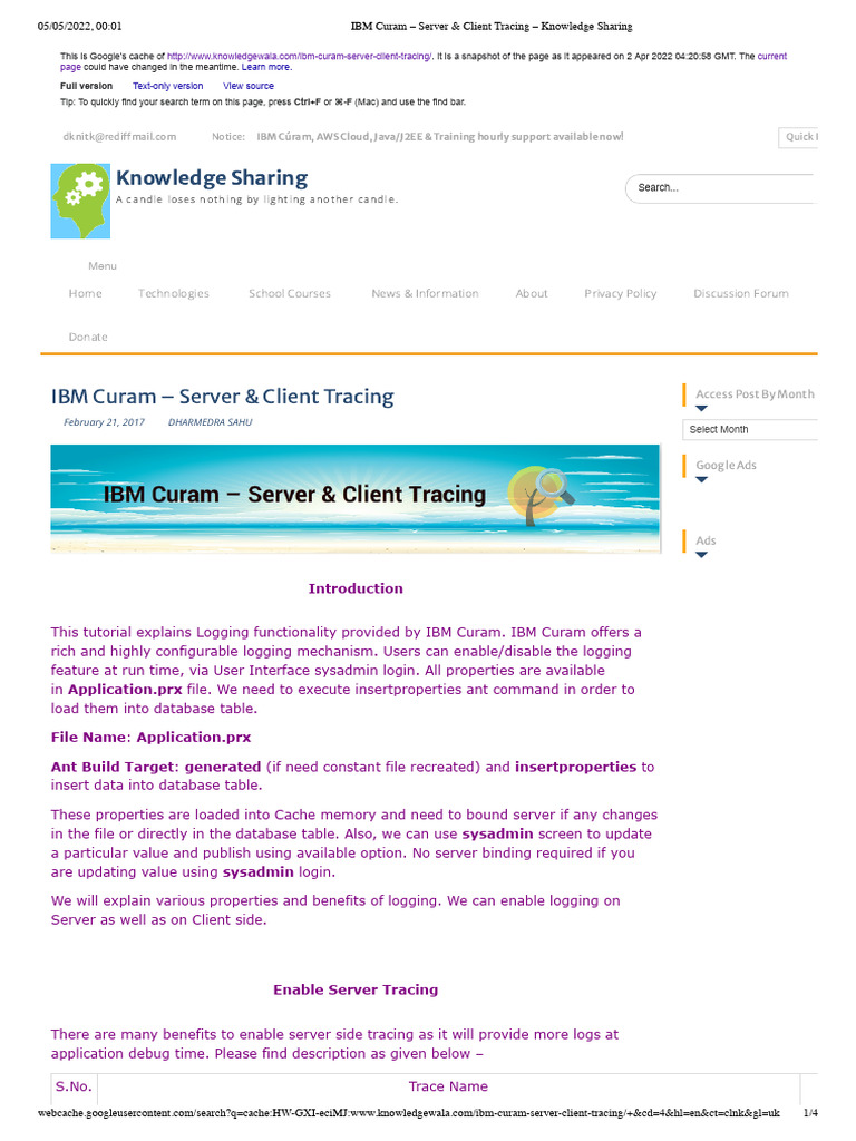 IBM Curam - Server & Client Tracing - Knowledge Sharing | PDF ...