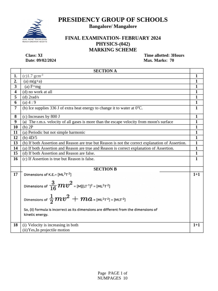 PGS G11 Phy Ak Final 2023 24 | PDF | Waves | Mechanics