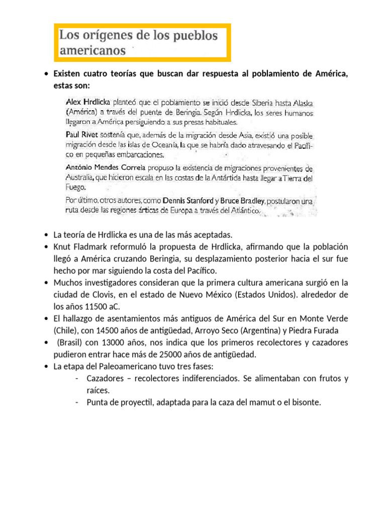 Teorías del Poblamiento de América | PDF