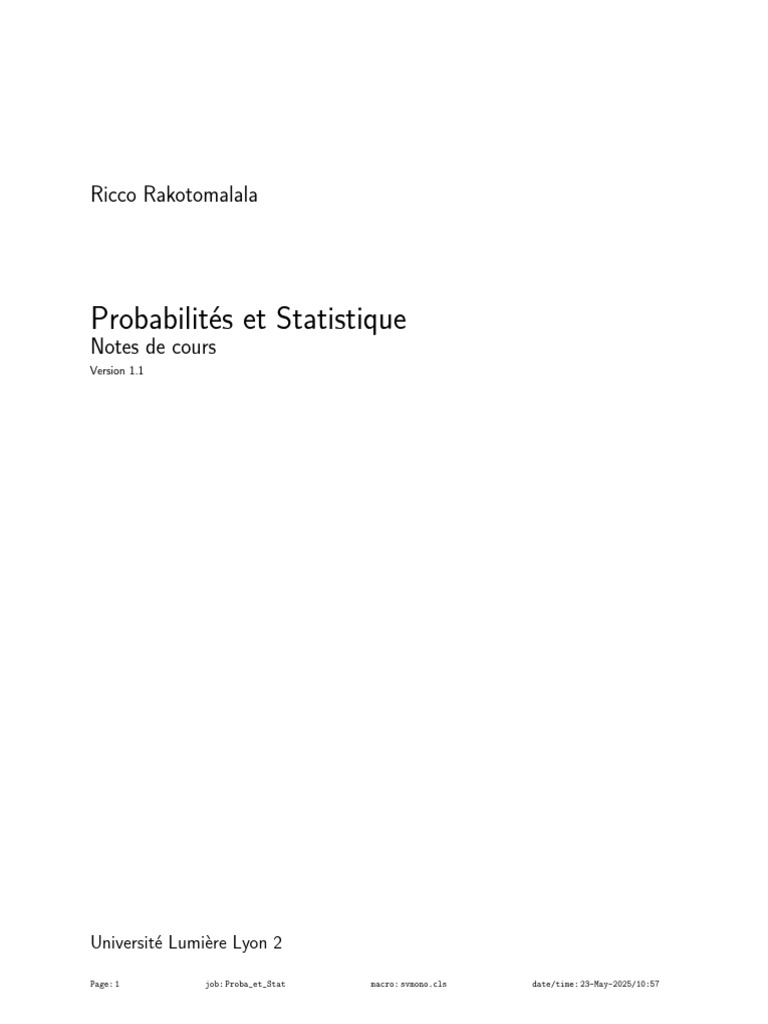 Cours de Probabilités et Statistiques | PDF | Inclusion (mathématiques ...