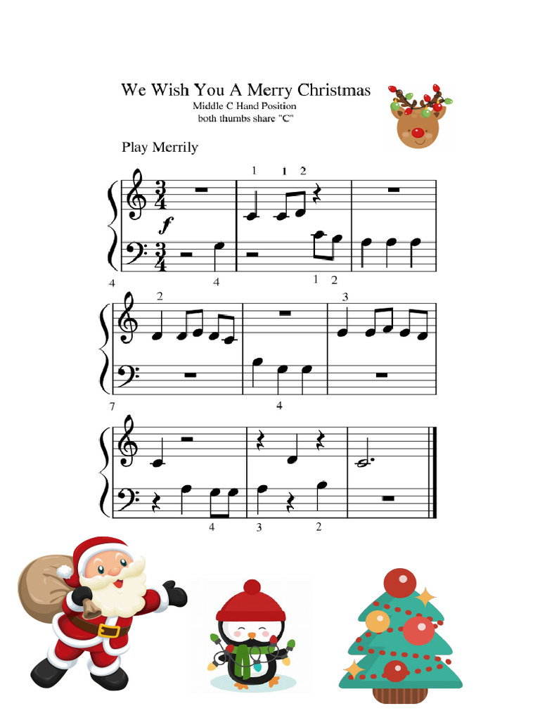 Middle C Position - We Wish You A Merry Christmas | PDF
