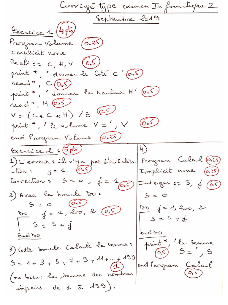 Corrigé Exam 2019 | PDF