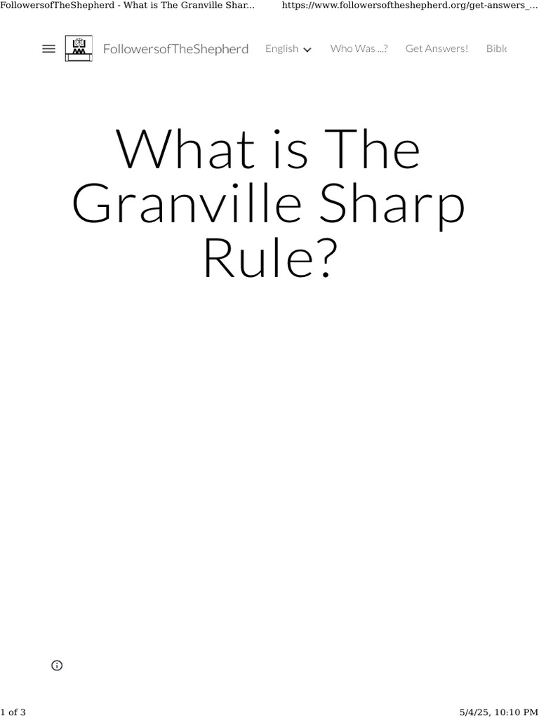 What Is The Granville Sharp Rule | PDF | Koine Greek | Linguistics