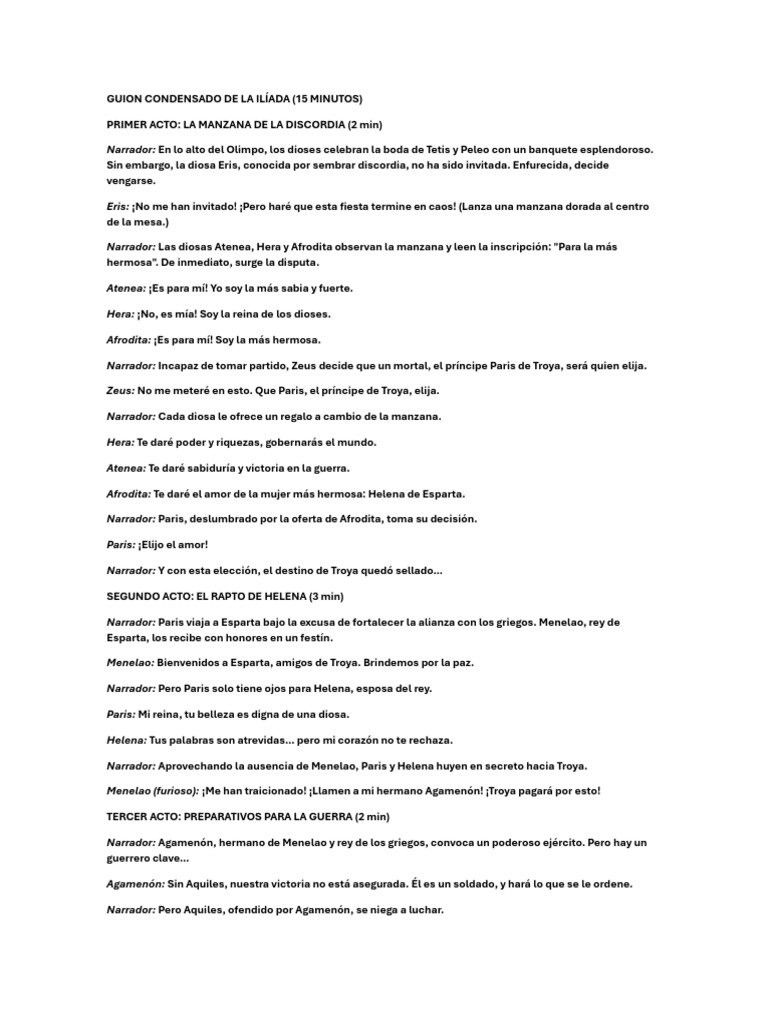 Resumen de la Ilíada en 15 Minutos | PDF | Héctor | París (mitología)