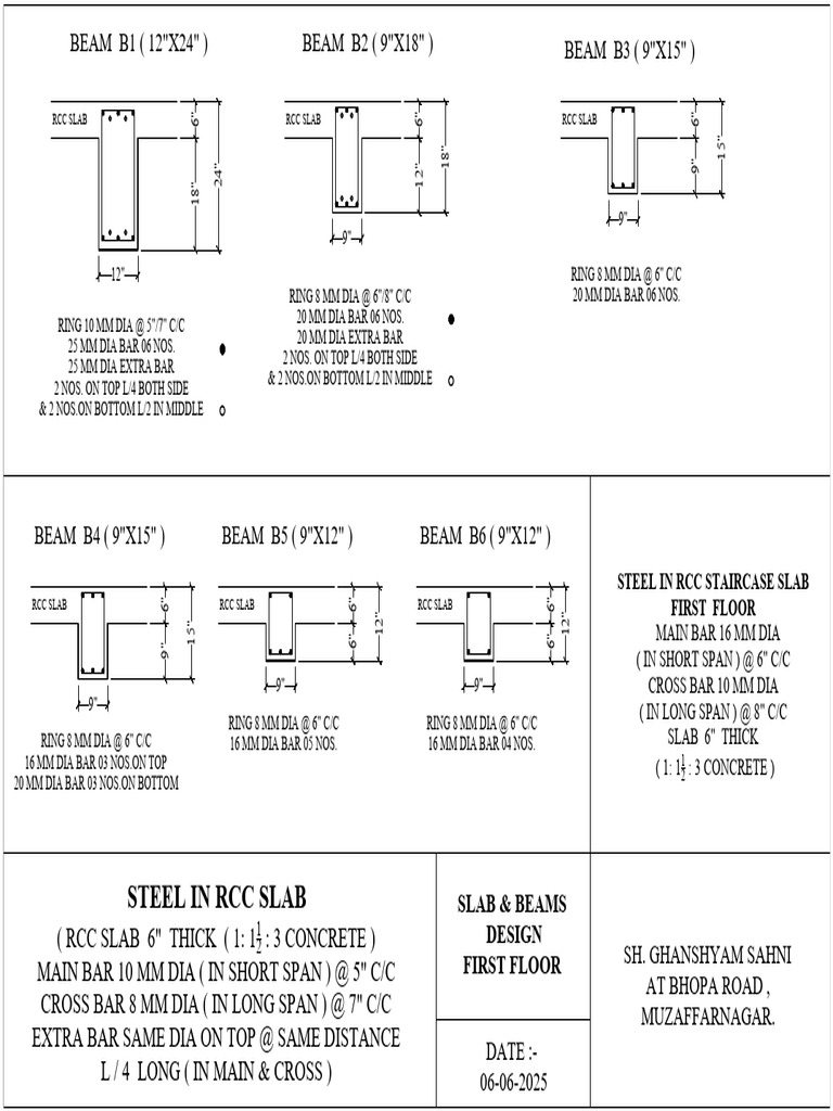 Slab & Beams Design First Floor | PDF | Structural Engineering