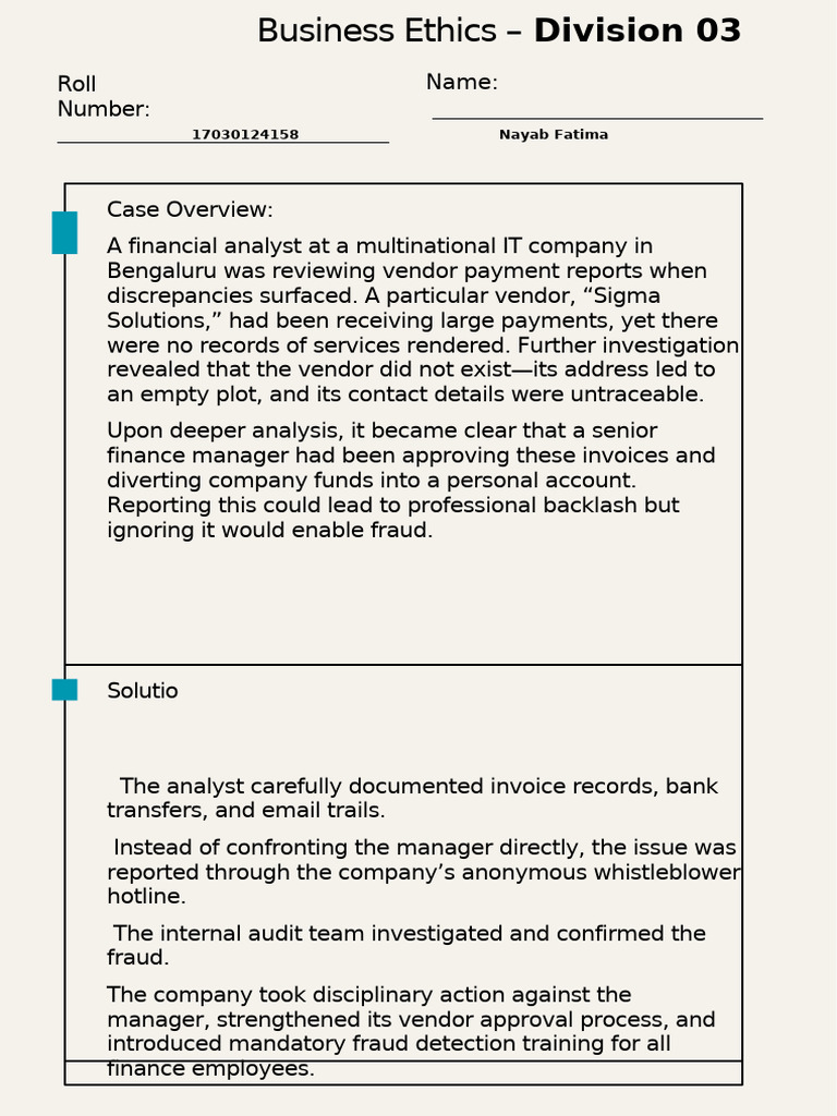 Business Ethics Assignment | PDF