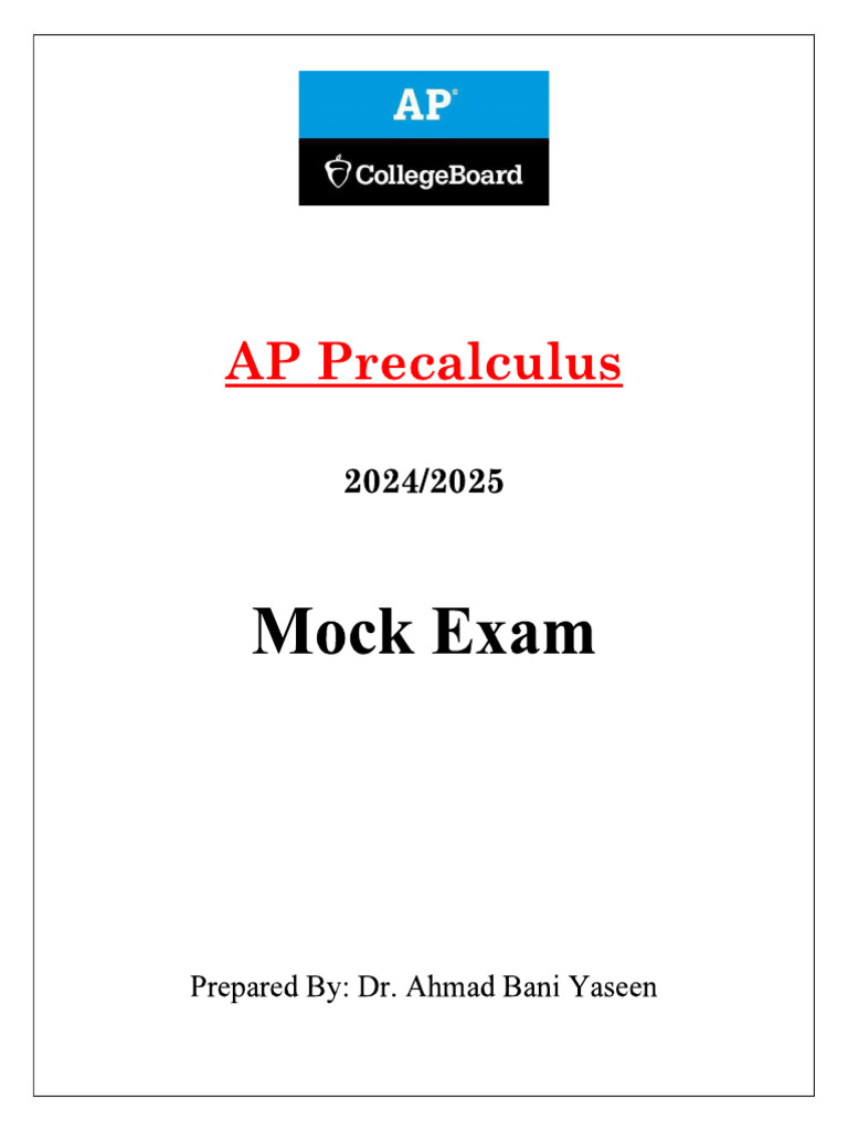 AP Precalculus Mock Exam 2025 (SECURED) - Unlocked | PDF