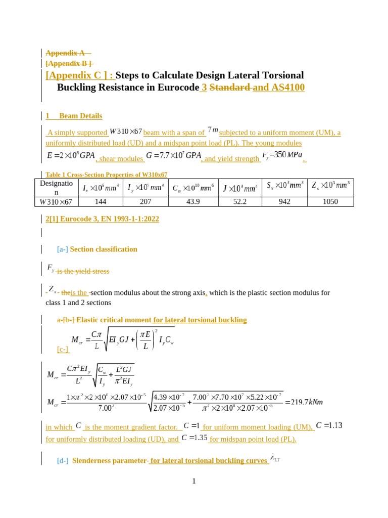 Eurocode 3-2022 and AS4100 Solution Steps of Getting The LTB Strength-Rev02 | PDF | Buckling ...