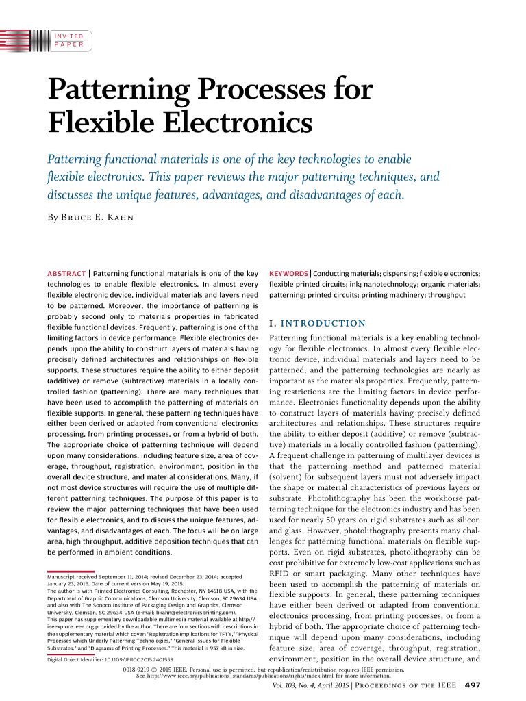 Patterning Techniques for Flexible Electronics | PDF | Photolithography ...