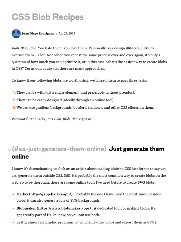 CSS Blob Recipes - CSS-Tricks | PDF | Web Development