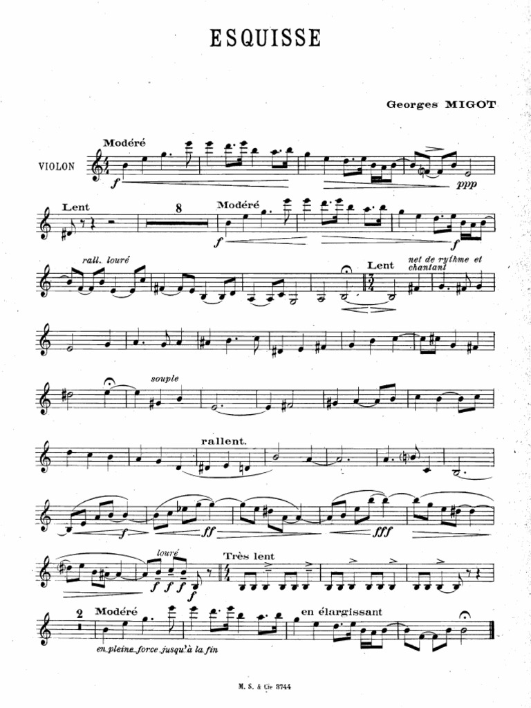 Migot - Esquisse Pour Violon Et Piano (Violon) | PDF