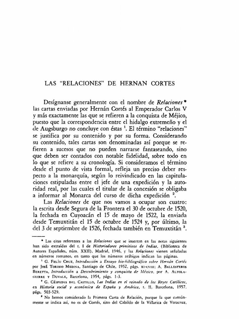 Relaciones de Hernán Cortés: Análisis Histórico | PDF | Hernán Cortés ...