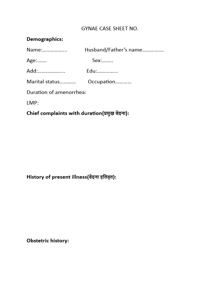Gynae Case Sheet No | PDF