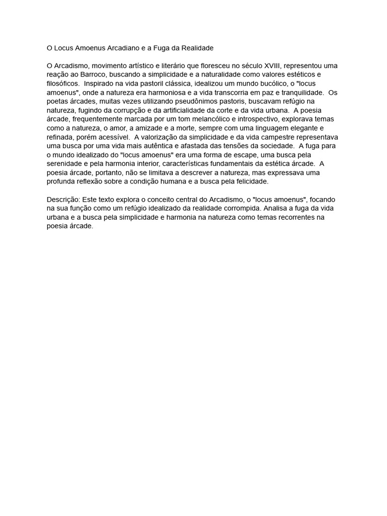 Locus Amoenus no Arcadismo | PDF