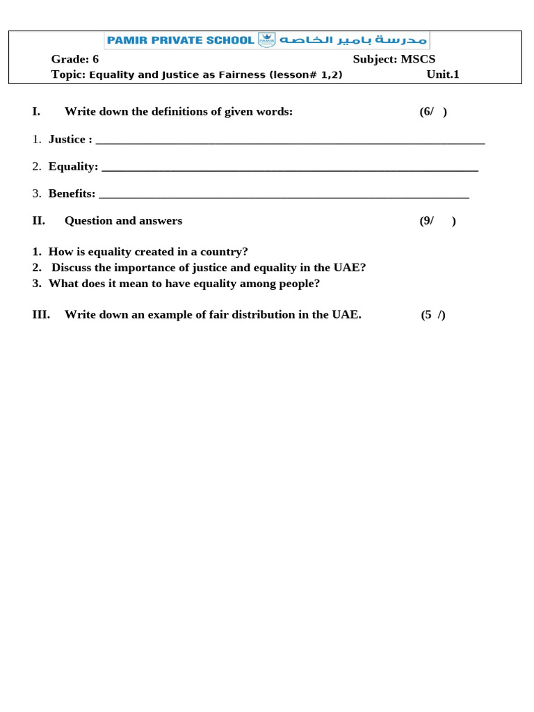 Grade 6 (MSCS) Test | PDF