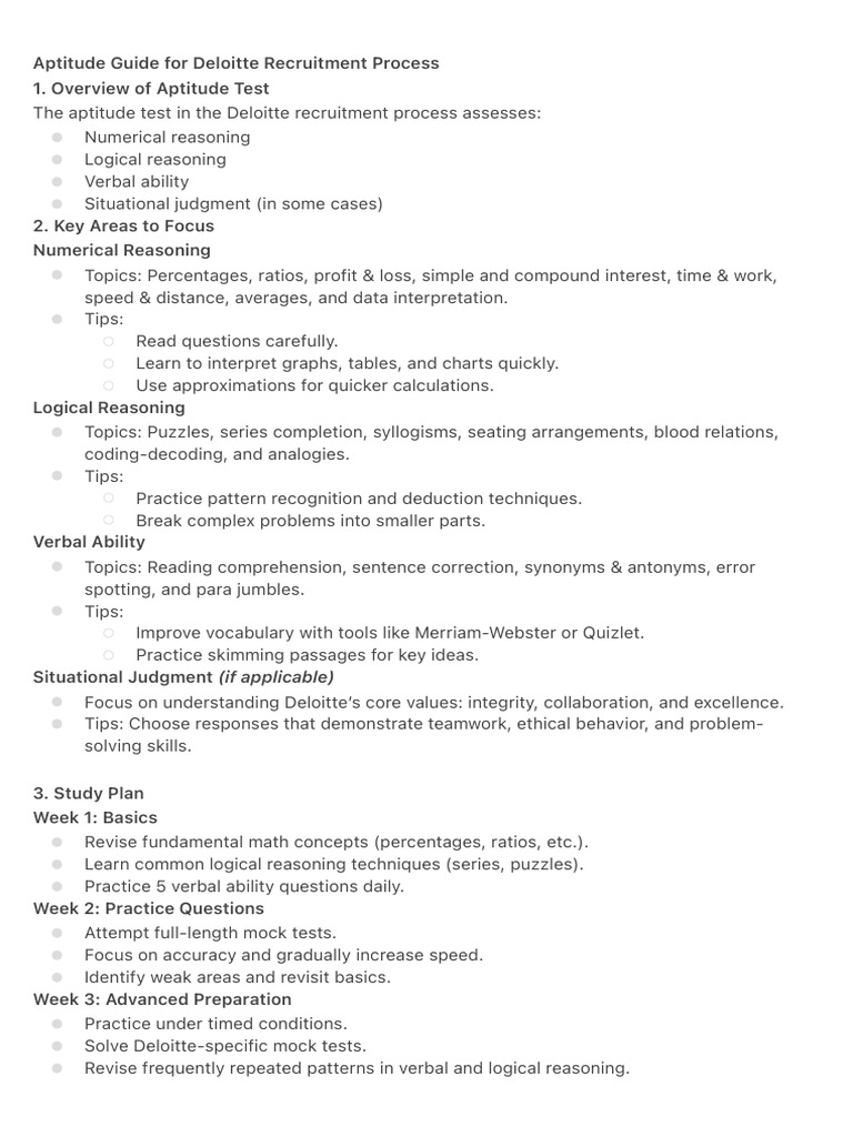 Aptitude Guide For Deloitte Recruitment Process | PDF | Reason ...
