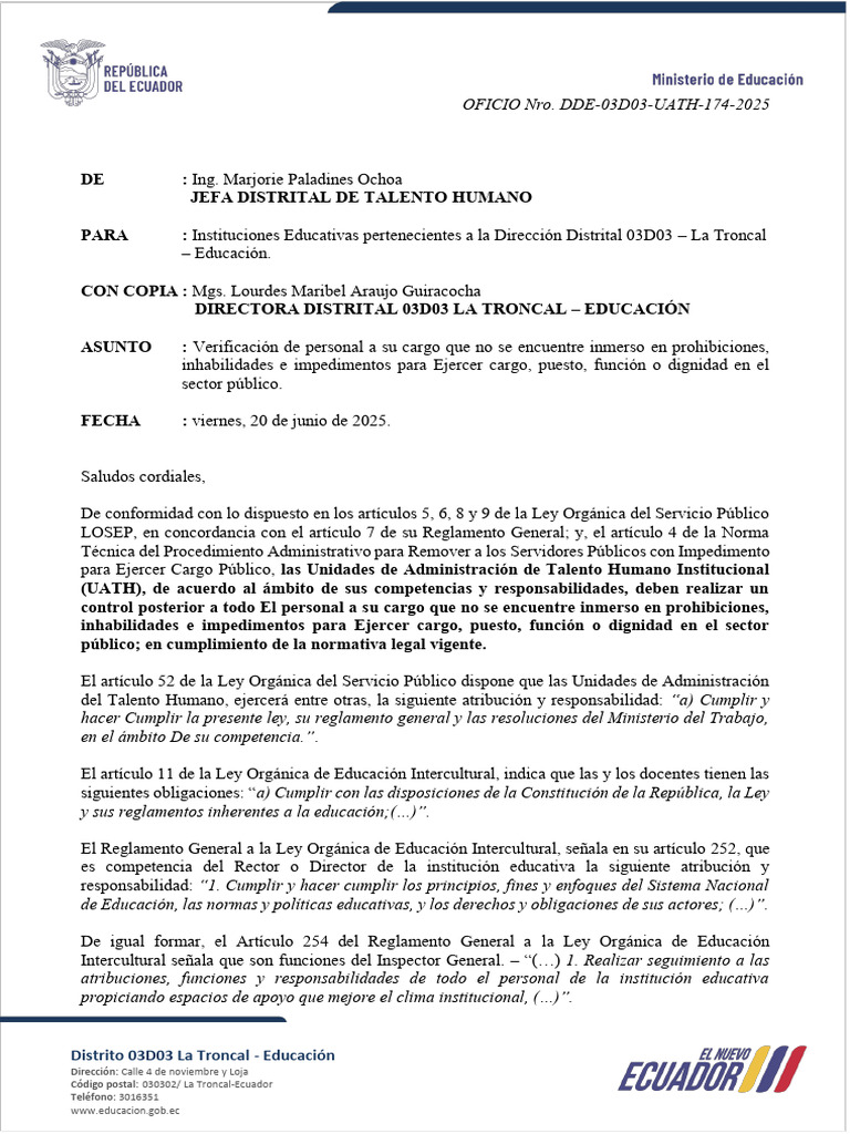 Oficio Impedimentos Signed | PDF | Regulación | Justicia