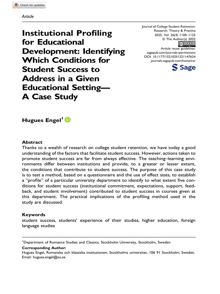 08 - Engel 2022 Institutional Profiling For Educational Development ...