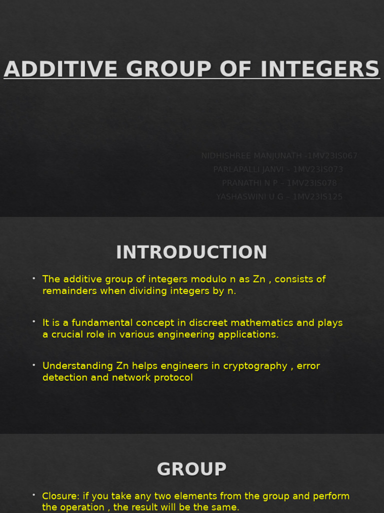 Additive Group of Integers | PDF | Cryptography | Group (Mathematics)